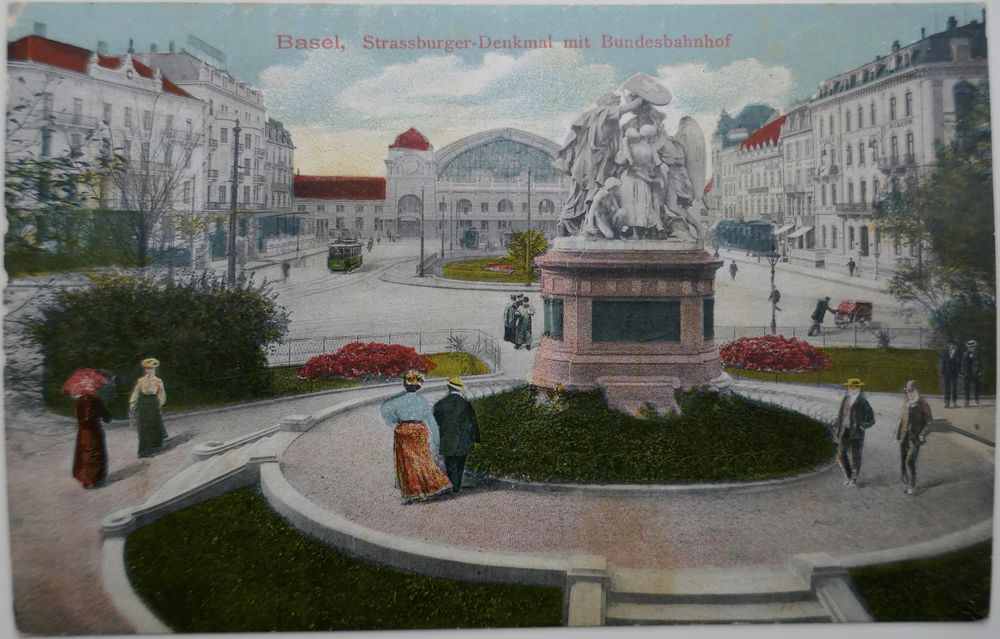 Postkarte1910 Basel, Strassburger-Denkmal mit Bundesbahnhof (Gebraucht) in Möhlin für CHF 4 ...