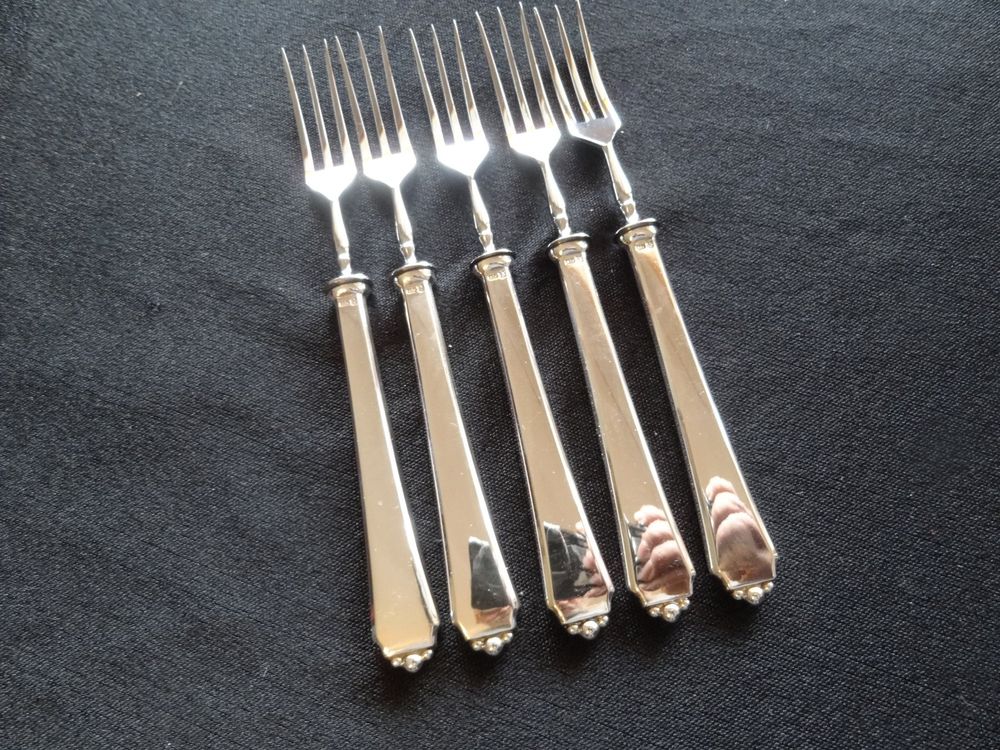5 X FOURCHETTES A DESSERTS JEZLER DUCHESSE ARGENT 800 (Neuf (Voir ...