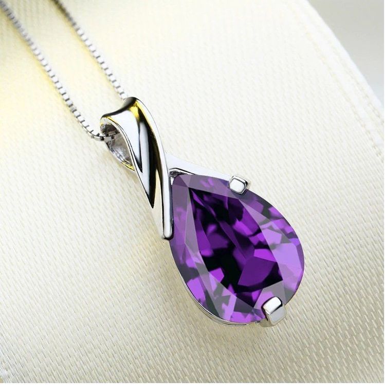Amethyst Anhänger Silber 925 mit Kette | Kaufen auf Ricardo