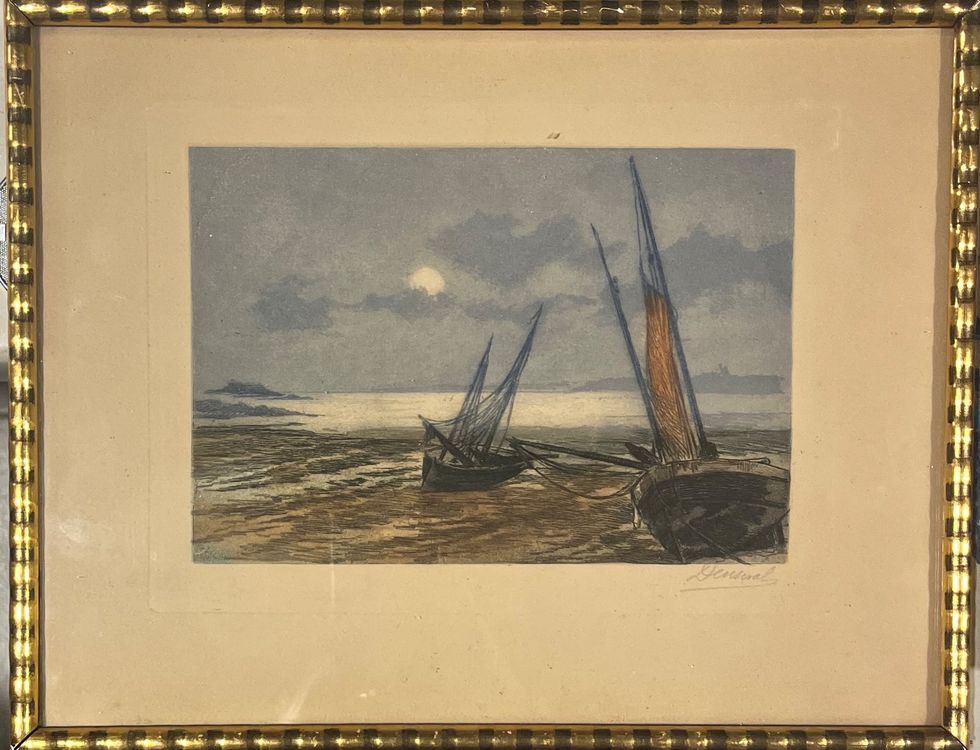 Seelandschaft Radierung mit Booten Unleserlich Signiert (Gebraucht) in Hochdorf für CHF 5 – mit ...