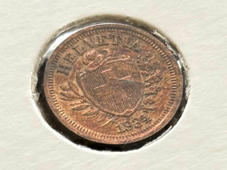 Schweiz 1 Rappen 1934 B mehrfarbge Patina | Kaufen auf Ricardo