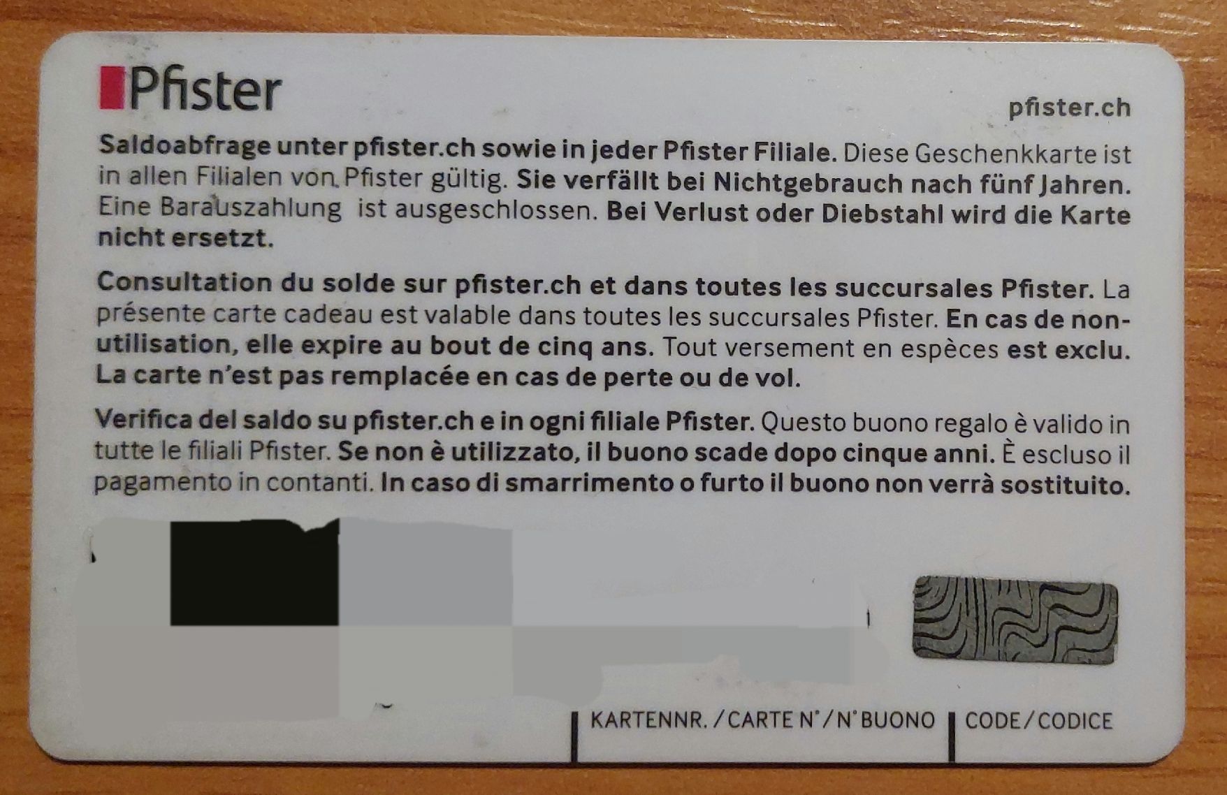 Geschenkkarte Möbel Pfister (Neu (gemäss Beschreibung)) in Bülach für ...