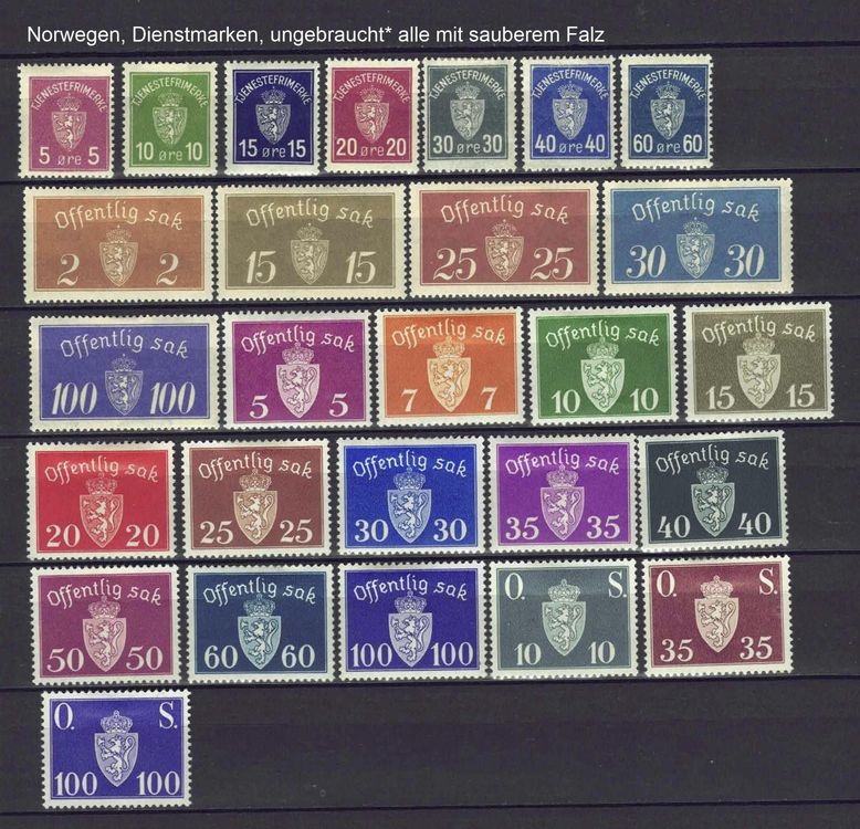 Norwegen, Dienst- und Portomarken * und gest (Gebraucht) in Basel für ...