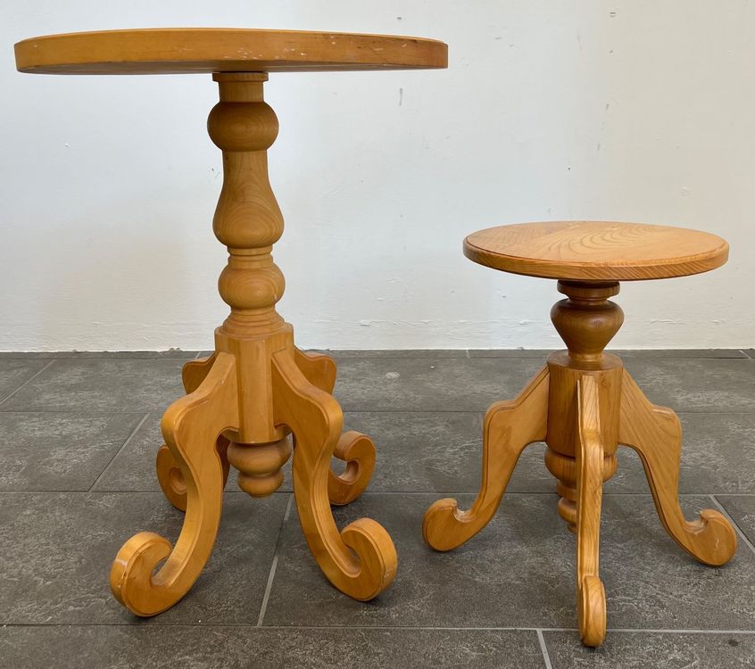 Alter Beistelltisch mit Hocker Holz Rund (Gebraucht) in Reigoldswil für CHF 49 – nur Abholung ...