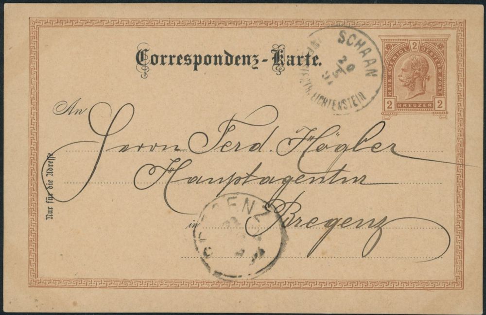 FL - 1890 - Vorläufer - Ganzsachen - Postkarte - Schaan -> A (Gebraucht) in Schindellegi für CHF ...