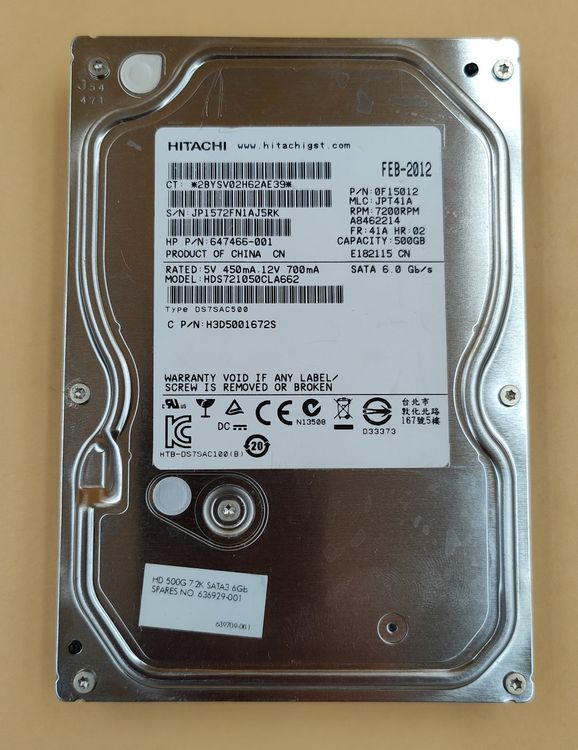 Harddisk Hitachi 3.5" SATA 500GB (Gebraucht) in Dietlikon für CHF 2 ...