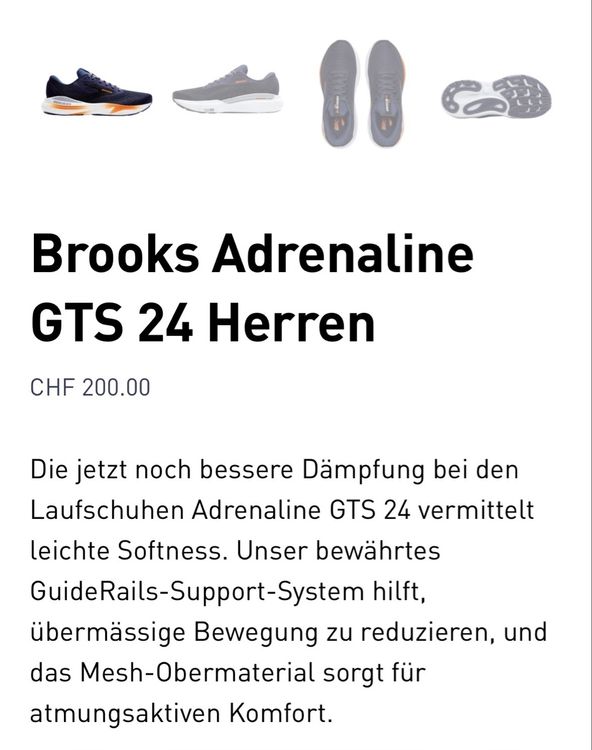 Brooks Adrenaline GTS 24 Herren Grösse 44.5 (Neu (gemäss Beschreibung ...