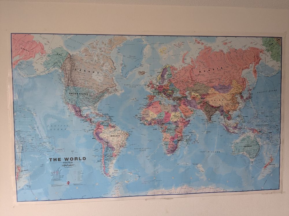 Grosse Weltkarte politische Darstellung Wandkarte | Kaufen auf Ricardo