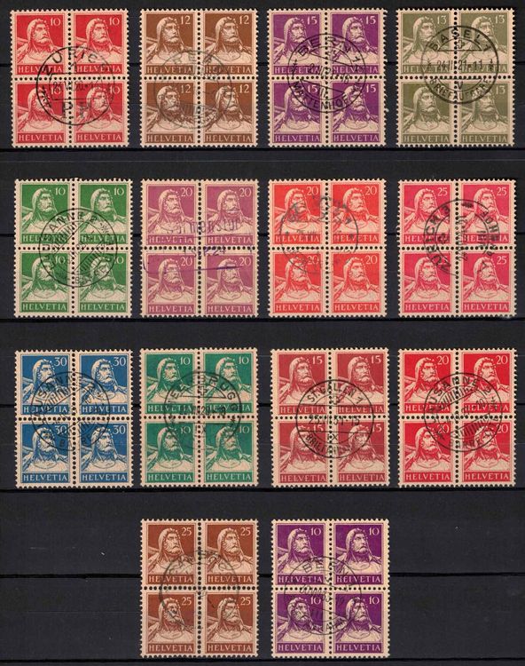 1914 Tellen im 4er-Block ʘ, Kat. 976.- (Neu (gemäss Beschreibung)) in Nuglar für CHF 110 – mit ...