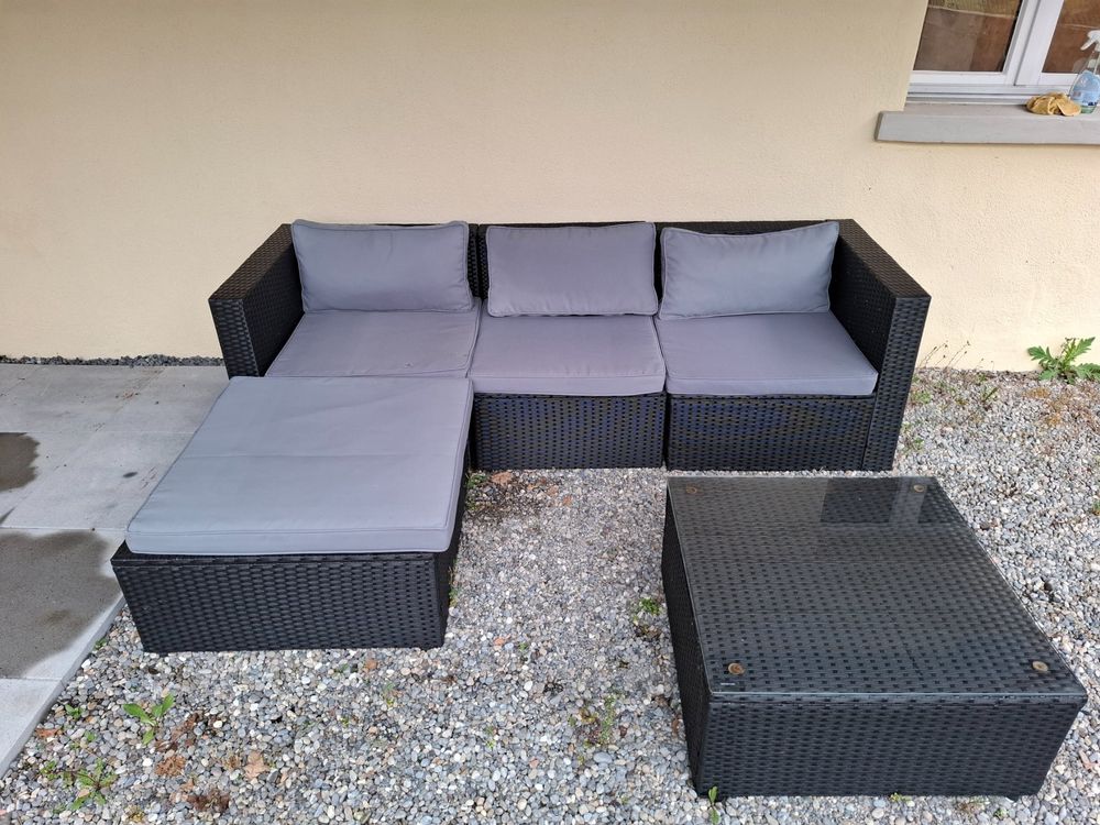 Polyrattan Lounge Gartenmöbel-Set schwarz/grau (Gebraucht) in Lohn SH ...