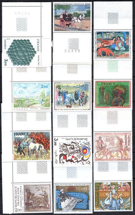 12 Kunst Briefmarken mit Zierrand aus Frankreich (Neu (gemäss ...