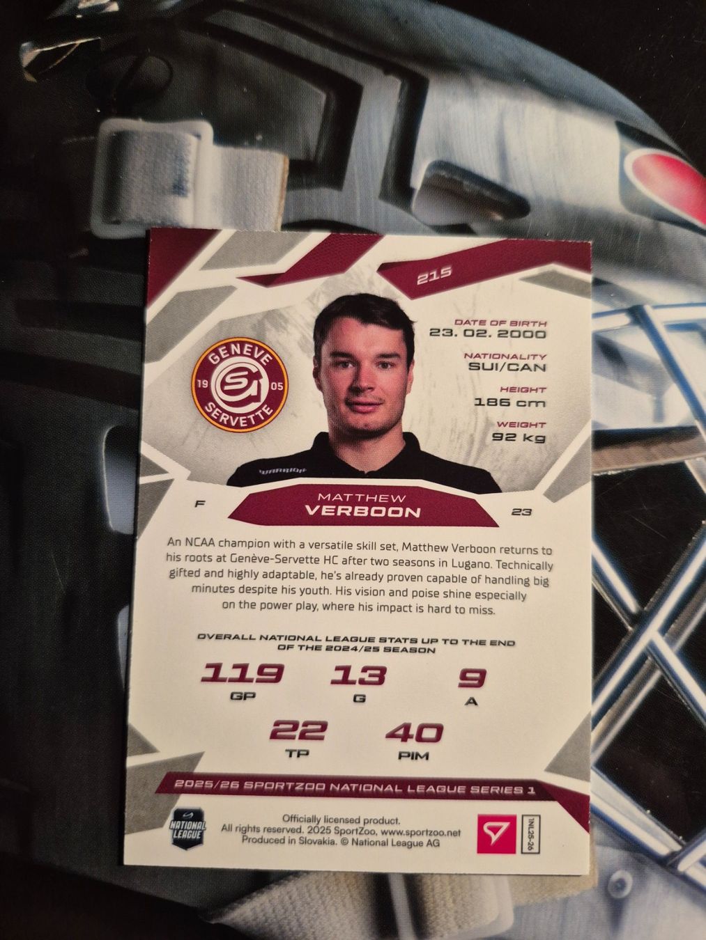 Matthew Verboon HC Geneve Servette 2025/26 Sportzoo (Gebraucht) in ...