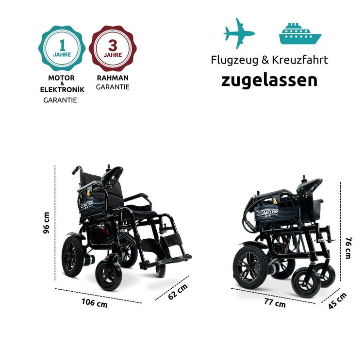 ComfyGO X-6 Leichter Elektrorollstuhl 20 AH - 25 KM (Neu und ...