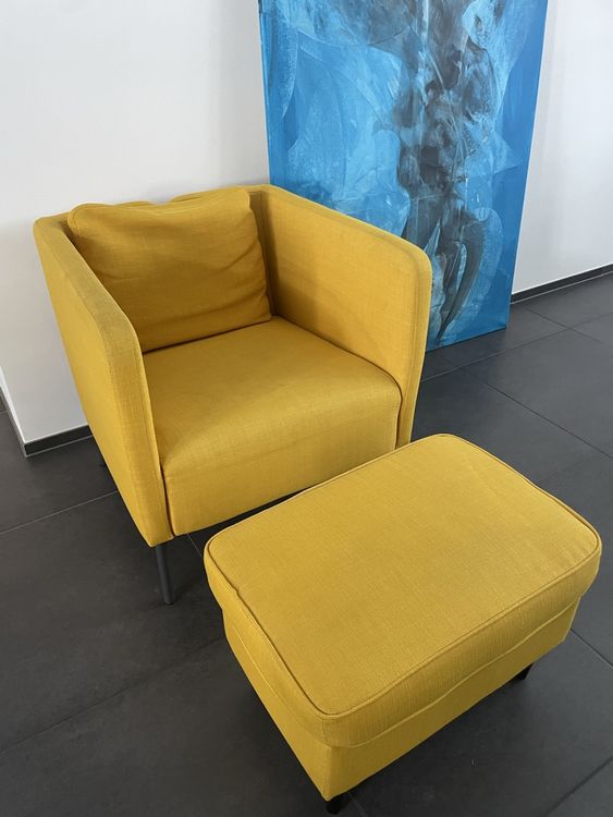 STRANDMON Sessel und Hocker, Skiftebo gelb (Gebraucht) in Wettswil für CHF 5 – nur Abholung auf ...