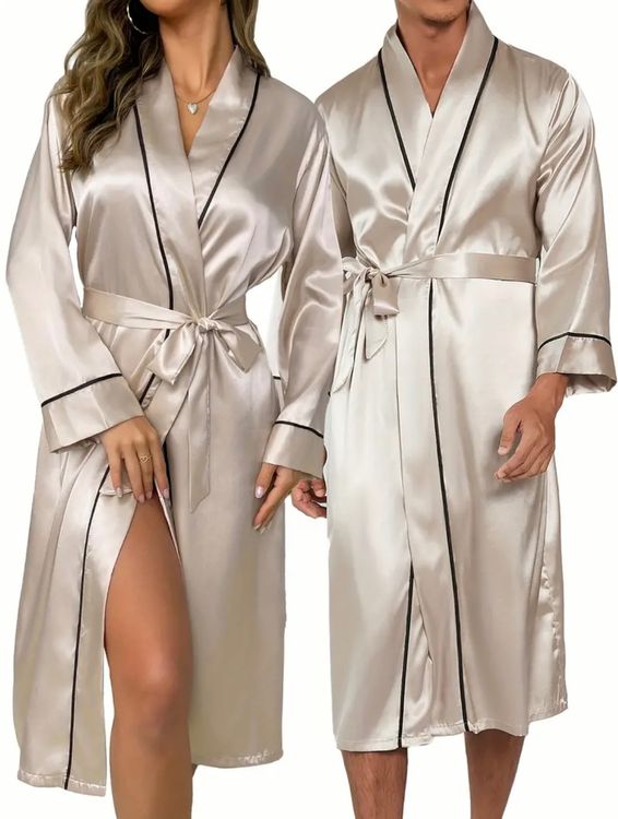 Couple's Matching Satin Robes Set of 2, Gift Set (S,M,L,XL) (Neu und ...