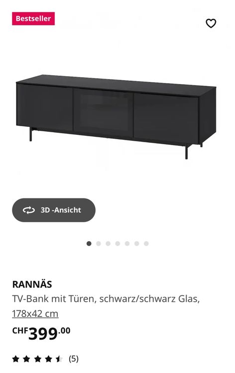 TV-Bank RANNÄS schwarz mit Türen NEU (Neu und originalverpackt) in ...