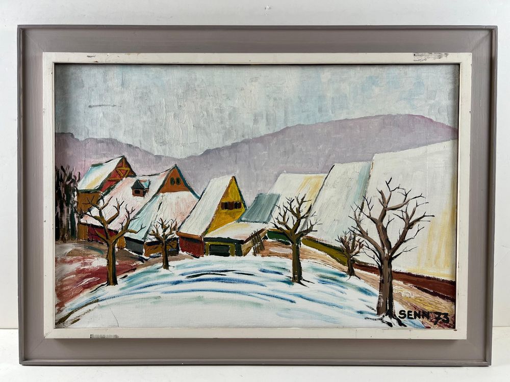 Winterlandschaft Gemälde Signiert Datiert | Kaufen auf Ricardo