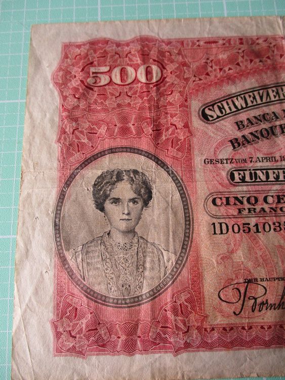 Schweizer Bank Note Fr. 500.- | Kaufen auf Ricardo