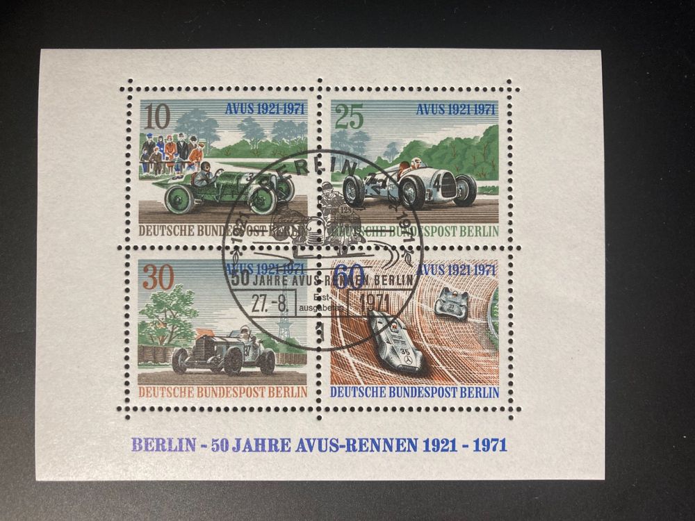 BRD Berlin 1971 Block 50 J. AVUS-Rennen mit 1.Tag-Stempel (Neu (gemäss Beschreibung)) in Liestal ...