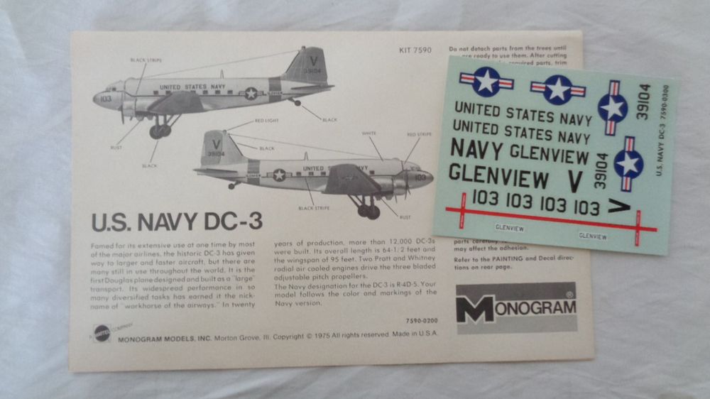 U.S. Navy DC-3 / Monogram USA Modellbausatz Kunststoff 1975 | Kaufen ...