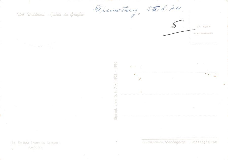 Graglio (Val Veddasca, Varese), datata 1970 (Gebraucht) in Frauenfeld ...