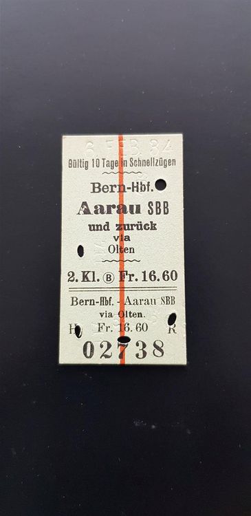 Billett Bern- Aarau 1934 (Gebraucht) in Birrwil für CHF 19 – mit Lieferung auf Ricardo kaufen
