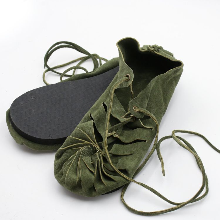 Sandalen Leder Bundschuhe Grün Gr. 41 Larp Mittelalter Römer (Neu und ...