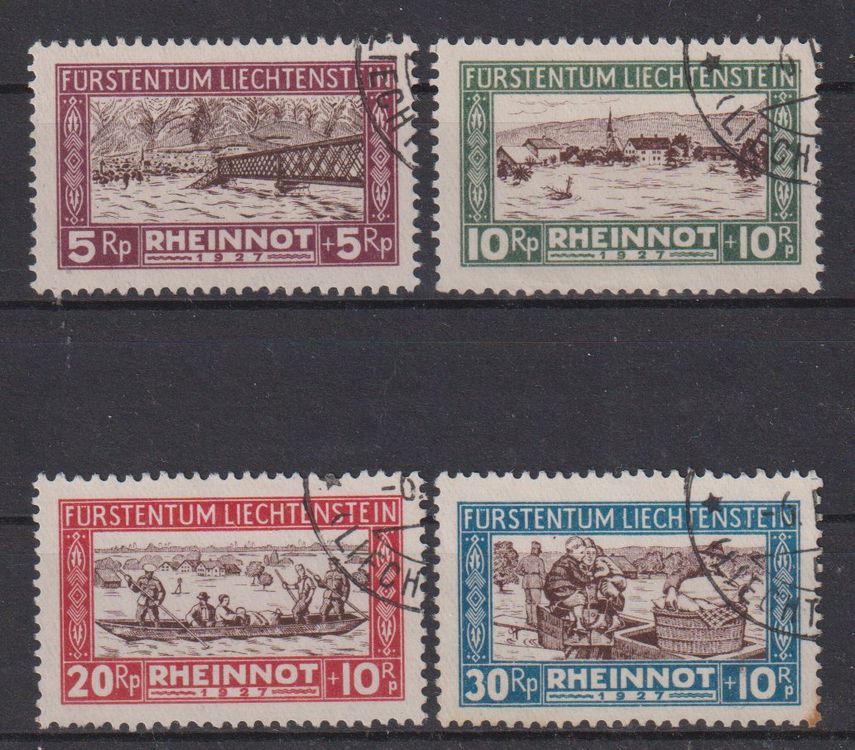Liechtenstein 1928: Serie Rheinnot - Kat. 150.-- (Gebraucht) in Eschlikon TG für CHF 18 – mit ...