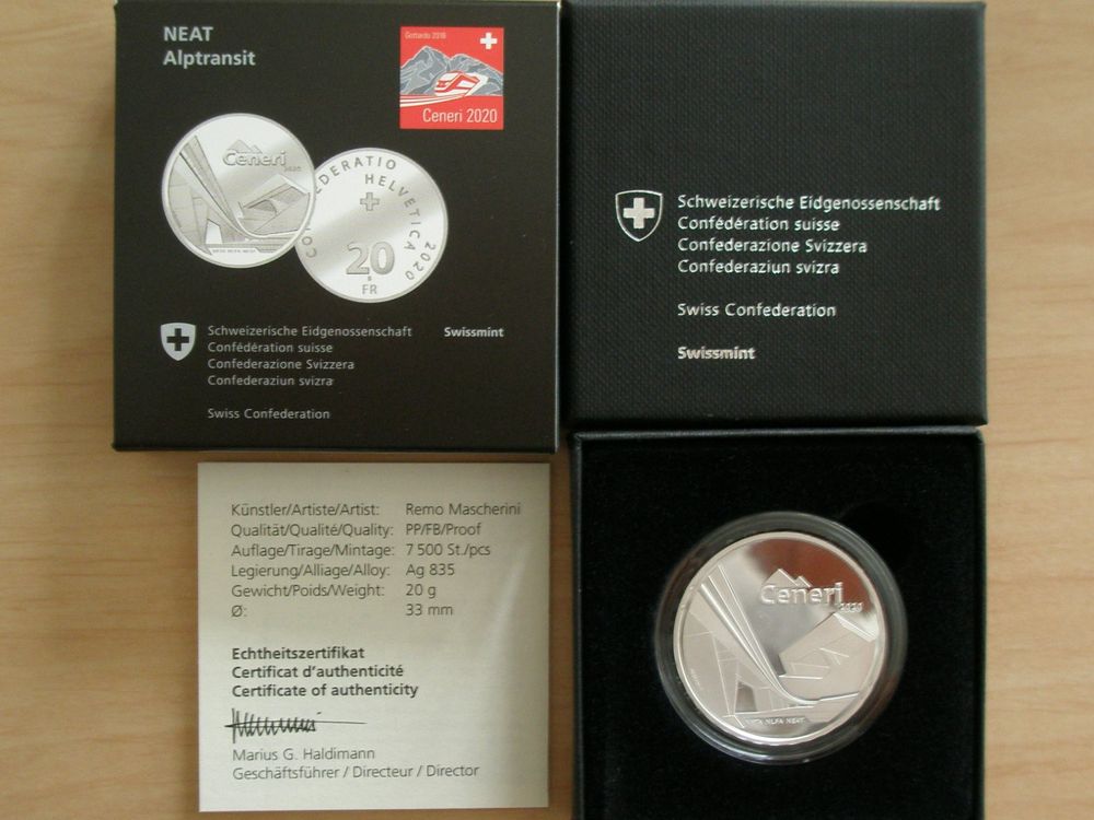 Sonderprägung NEAT Ceneri / Polierte Platte / von Swissmint (Neu und originalverpackt) in ...