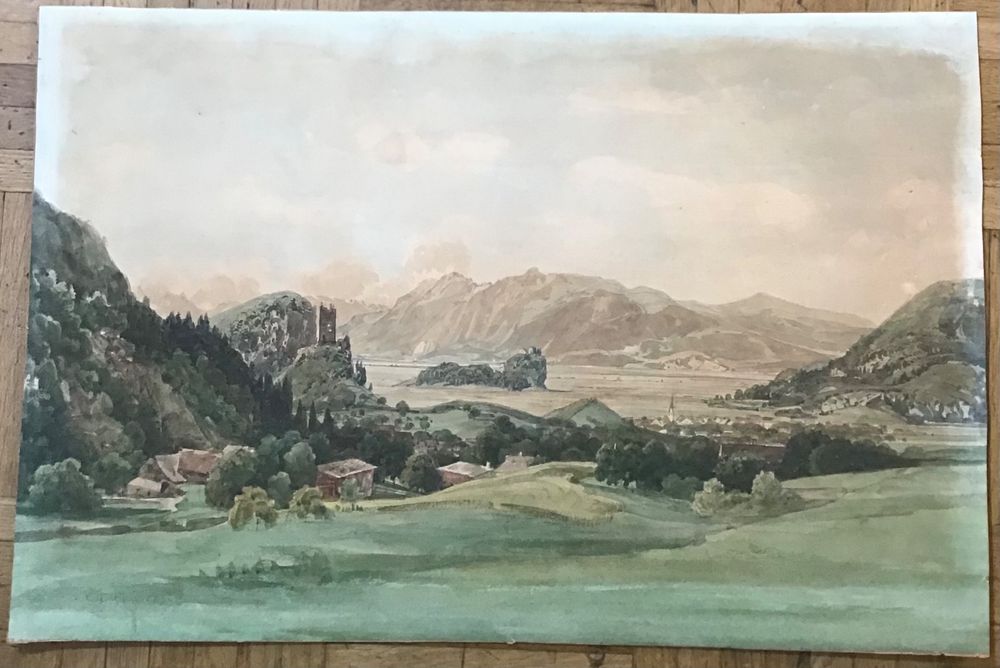 Antike Meisterwerk Landschaft Aquarell | Kaufen auf Ricardo