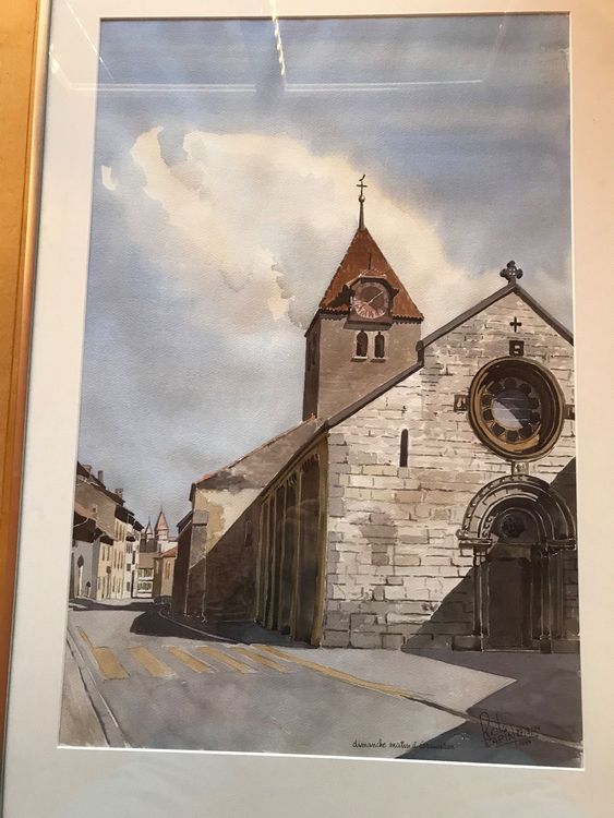 Aquarelle de Roland Rapin (Rol): dimanche matin à Grandson (Gebraucht) in Ferreyres für CHF 500 ...