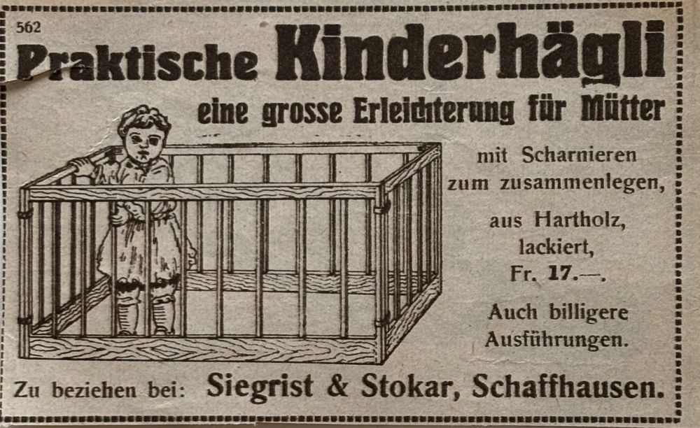 Vintage Reklame, Schaffhausen, Siegrist & Stokar, 1915 (Gebraucht) in ...