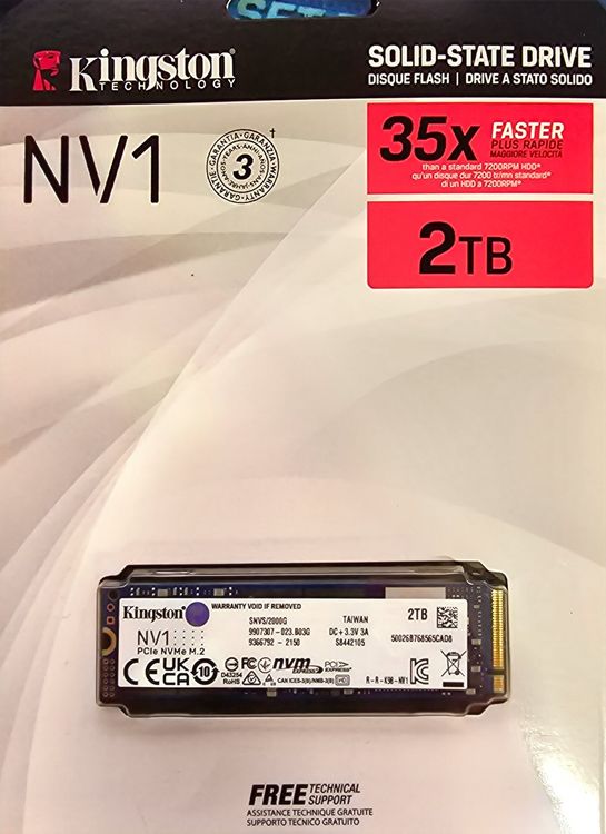 KINGSTON NV1 NVMe PCIe SSD M.2, 2.0TB (SNVS/2000G) (Neu und ...