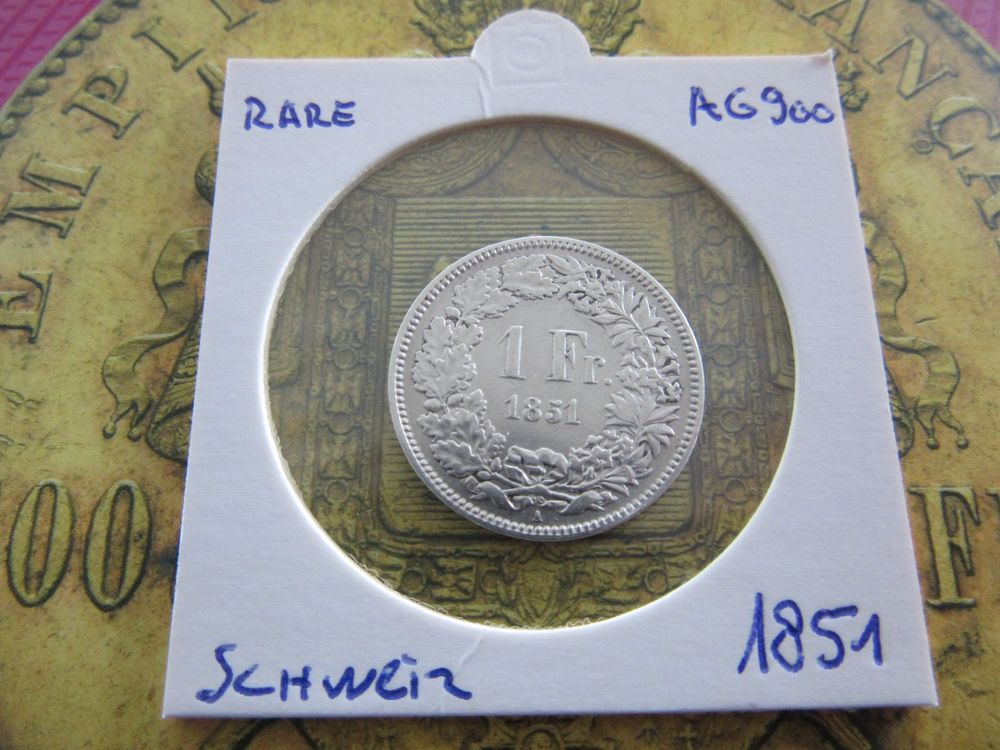1 FRANKEN 1851 SCHWEIZ AG 900 SILVER (Gebraucht) in châtelaine für CHF 240 – mit Lieferung auf ...