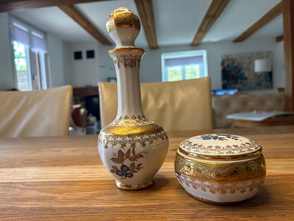 rare Flacon und Dose Porzellan Sneroll Grup Bohemia | Kaufen auf Ricardo