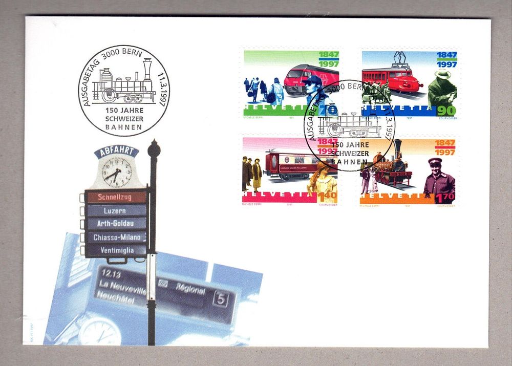 150 Jahre Schweizer Bahnen 5 Briefeumschläge 1997 (Neu (gemäss Beschreibung)) in Chur für CHF 8 ...