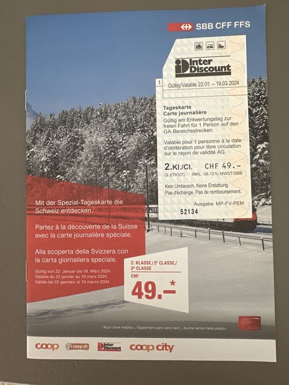 Cartes journalières CFF (Neu und originalverpackt) in Genève für CHF 40 ...