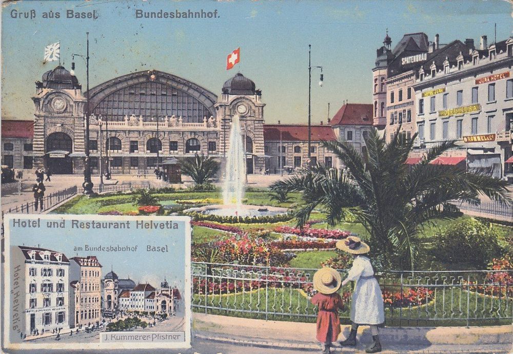 Basel BS - Bundesbahnhof und Hôtel HELVETIA um 1918 | Kaufen auf Ricardo