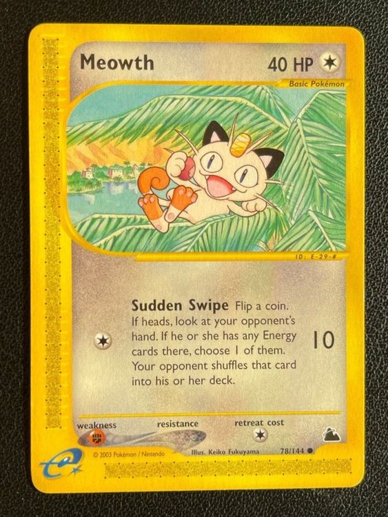 Meowth 78/144 Pokémon Skyridge 1st. Edition (Neu (gemäss Beschreibung ...