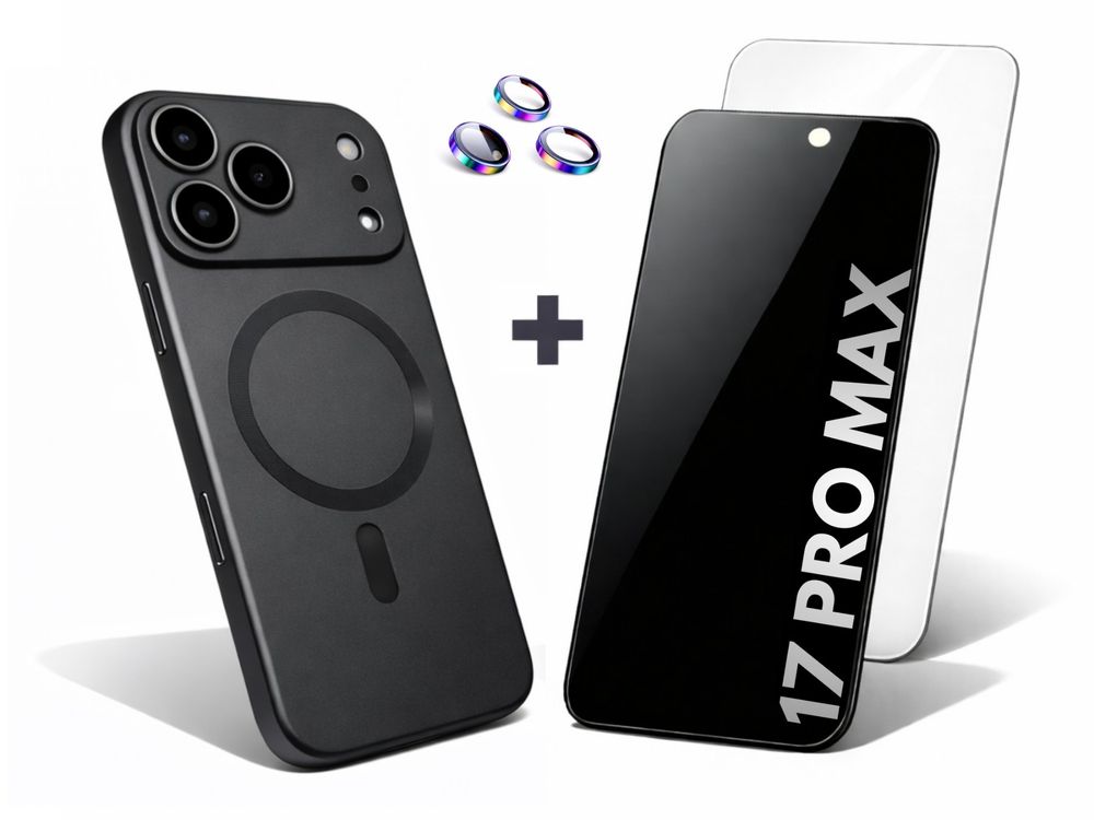 Coque Mate iPhone 17 PRO MAX + 2 glass transparent + privacy (Neu und ...
