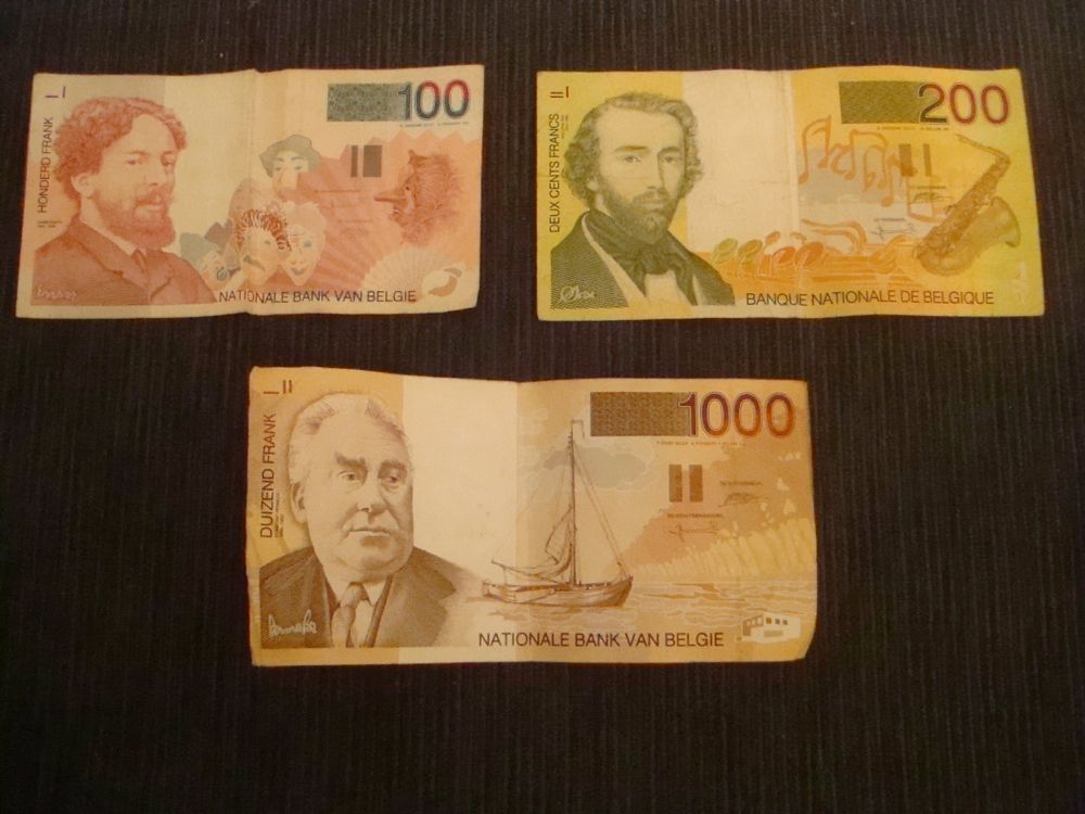 3 Banknoten - Nationale Bank van Belgie - 100 / 200 / 1000 (Gebraucht ...