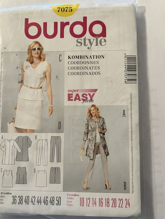 Burda Style Schnittmuster 7075 Kombination (Neu und originalverpackt ...
