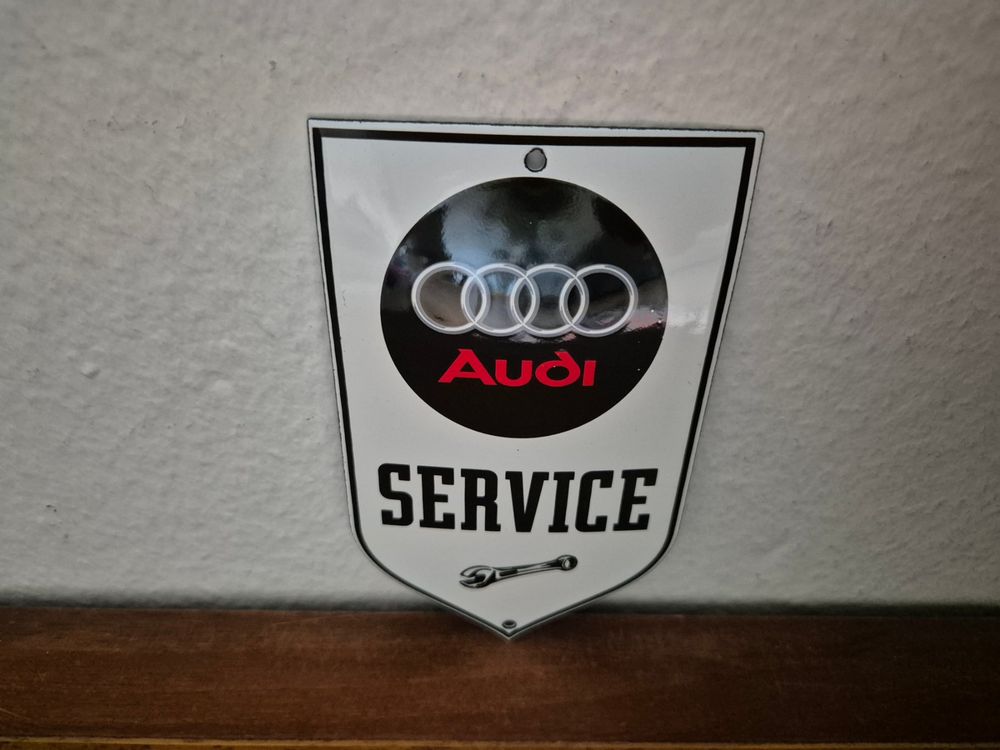 Emailschild Audi Service Werkstatt Logo Emaille Schild Retro (Neu ...