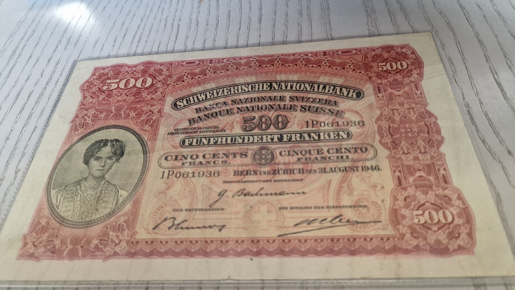 Schweizer 500 Franken Note von 1946 - Top Zustand! (Gebraucht) in ...