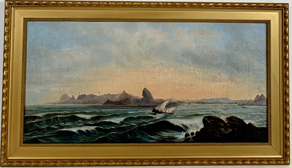 Antikes Gemälde Meeresszene mit Segelboot | Kaufen auf Ricardo