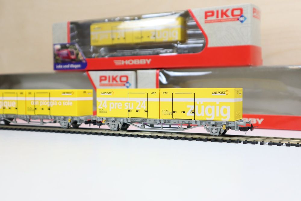 PIKO 3 x Schweizer Post Container Wagen Set 57724/96009 (Gebraucht) in ...