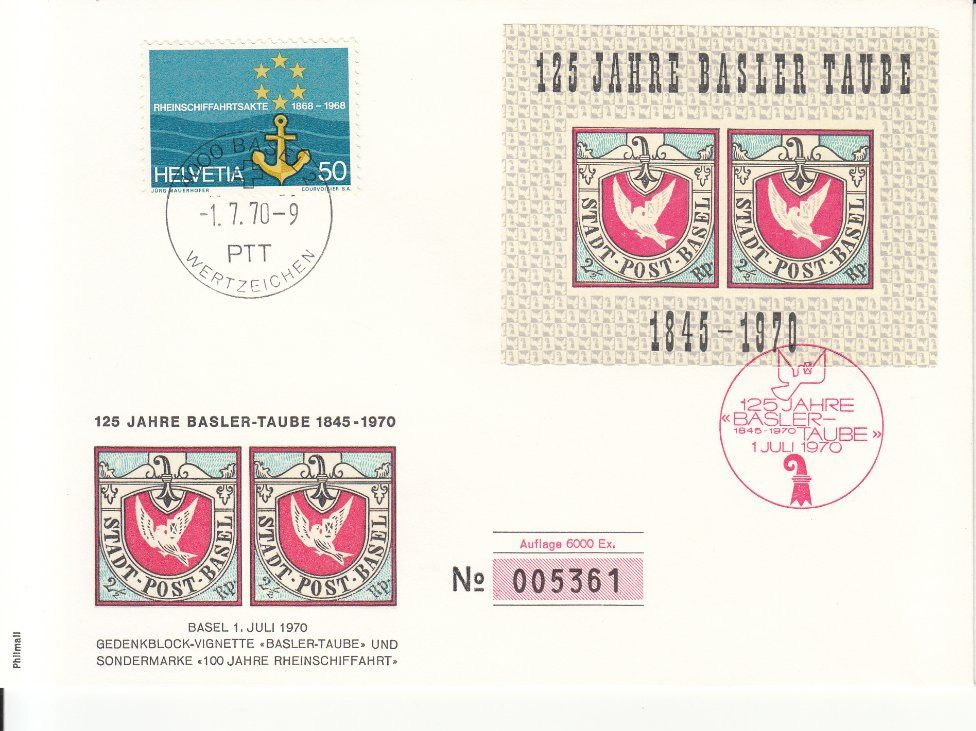 Vignette 125 Jahre Basler-Taube, 1970 | Kaufen auf Ricardo