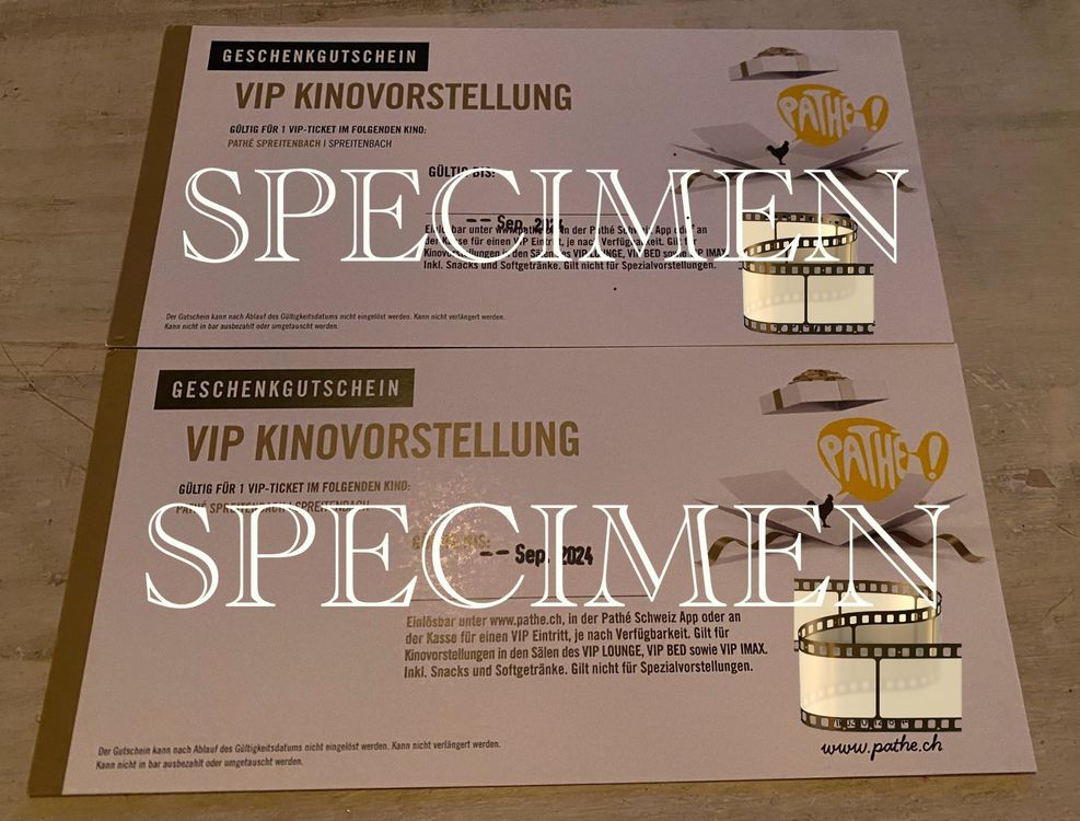 2x VIP Gutscheine fürs Pathé Spreitenbach (Gebraucht) in Rafz für CHF ...