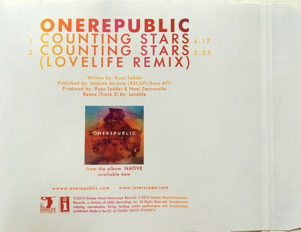 ONEREPUBLIC - COUNTING STARS (Gebraucht) in Bottens für CHF 19 – mit ...