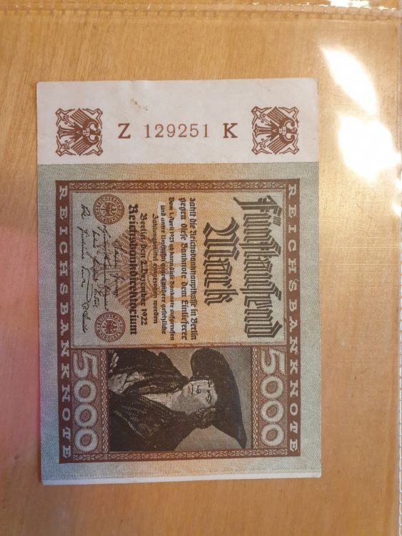 Reichsmarknote 5000 Mark, selten (Neu (gemäss Beschreibung)) in Würenlos für CHF 250 – mit ...